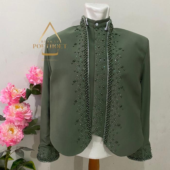 Jual Beskap pengantin jawa / beskap bapak/ beskap solo hijau sage green ...