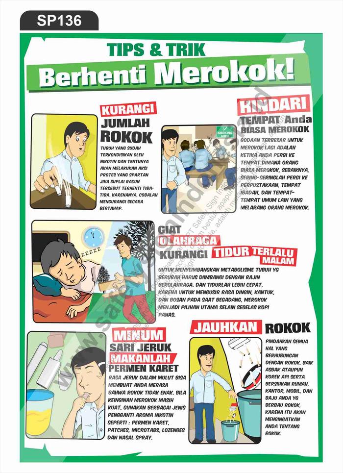 Jual SP136 Poster K3 Safety A1 - Tips _ Trik Berhenti Merokok - Kota ...