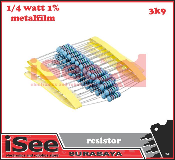 Jual 10 pcs Resistor 3k9 ohm 3900 Ohm 1/4 watt 0.25 metal film 1% ...