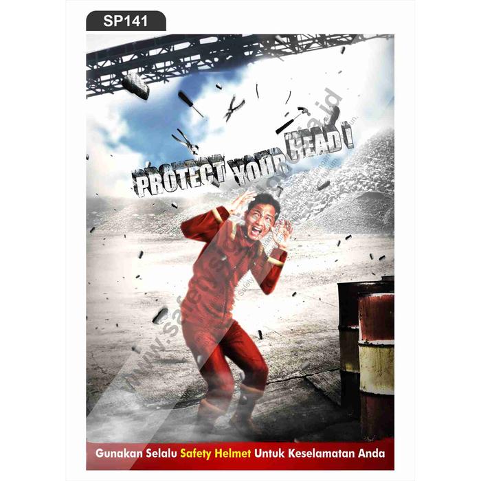 Jual SP141 Poster K3 Safety A2 - Protect Your Head, Gunakan Safety ...