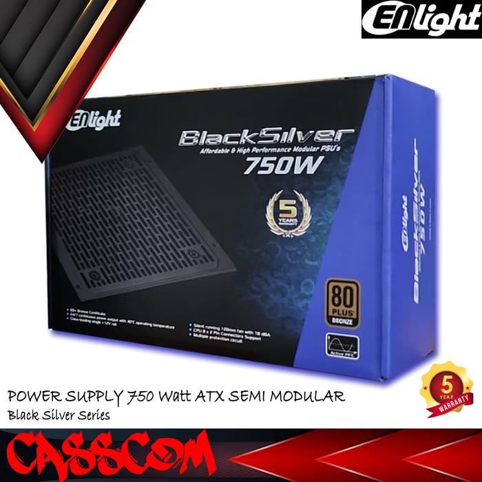 Promo Power Supply Enlight 750Watt Black Silver 80+ PSU Bronze Semi ...