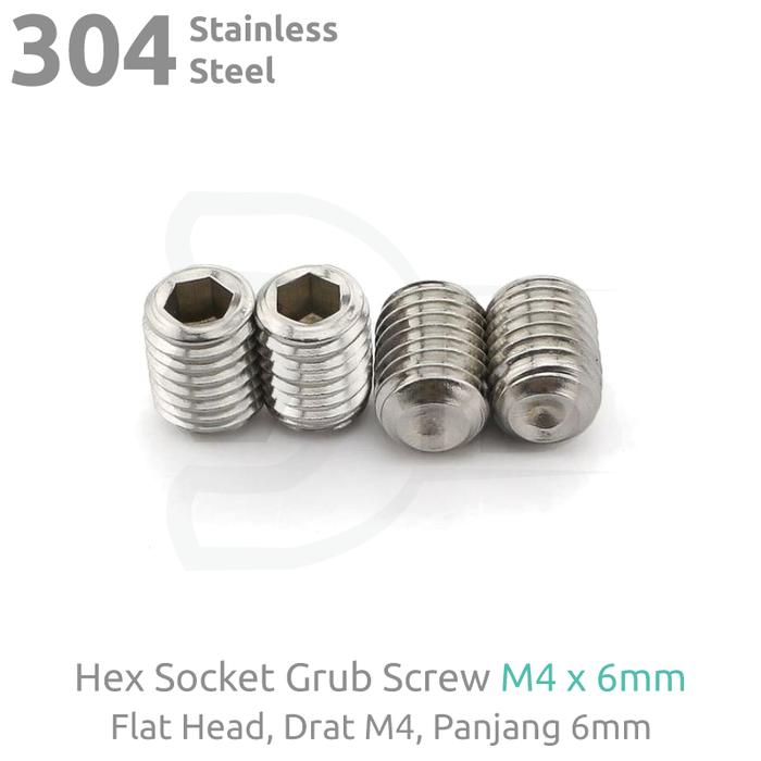 Jual Hex Socket Grub Screw / Baut Tanam Stainless M4 x 6mm - Kota ...
