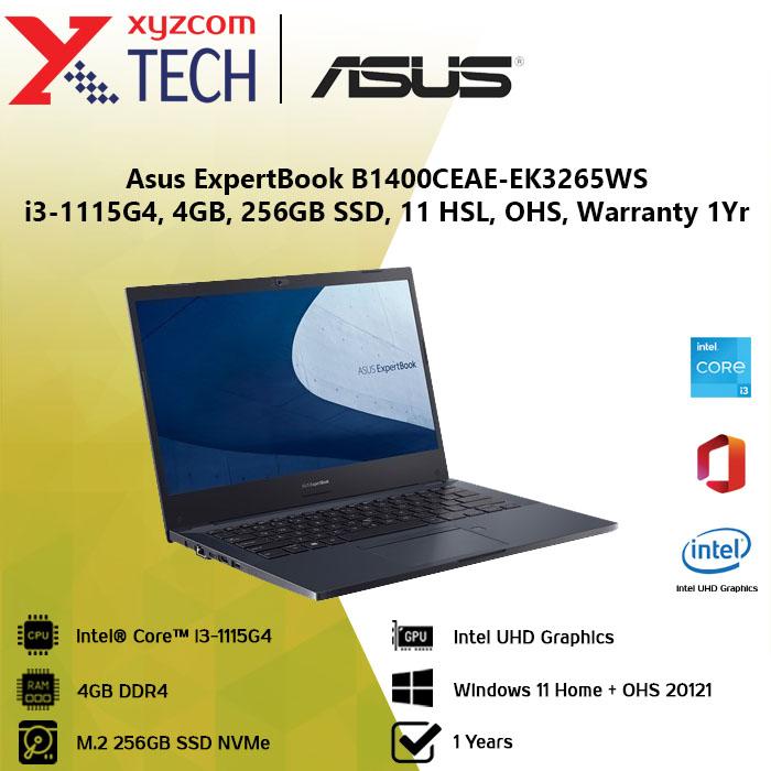 Jual Asus ExpertBook B1400CEAE-EK3265WS Intel Core i3-1115G4,4GB,256GB ...