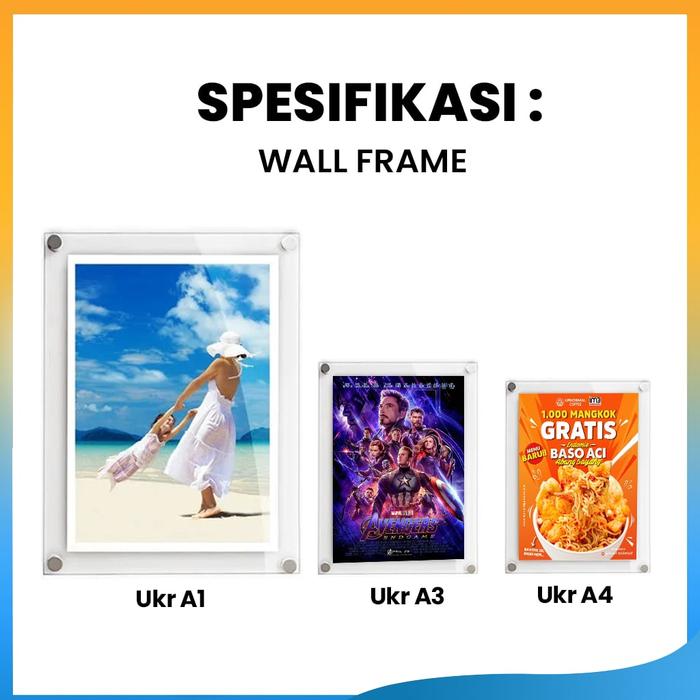 Jual Display Akrilik Dinding Tempel A3 Wall Frame Acrylic Poster A3 di ...