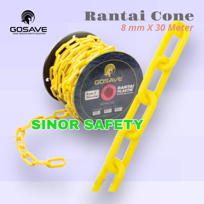 Jual Plastic Chain RANTAI PLASTIK SAFETY TRAFFIC CONE KUNING 8MM X ...