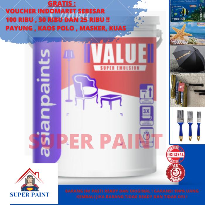 Jual Cat Tembok & Plafon ASIAN PAINT APKO VALUE Super Putih White 25kg ...