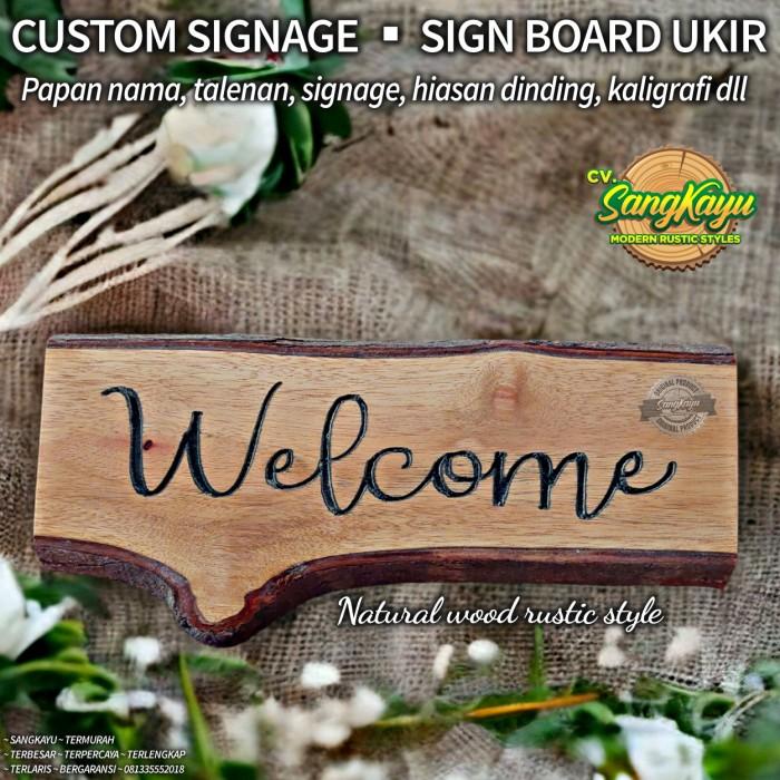 Jual Sign board kayu ukir custom rustic wood signage papan nama talenan ...