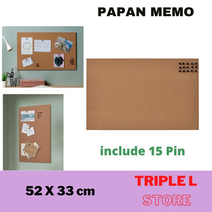 Jual Papan Memo Catatan kertas Gabus Dinding Dengan Pin 52x33cm - Kota ...