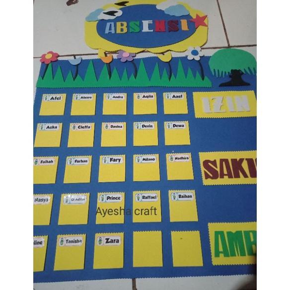 Jual ABSENSI KEKINIAN/ABSENSI KELAS PRAKTIS/HIASAN DINDING ABSENSI - 45 ...