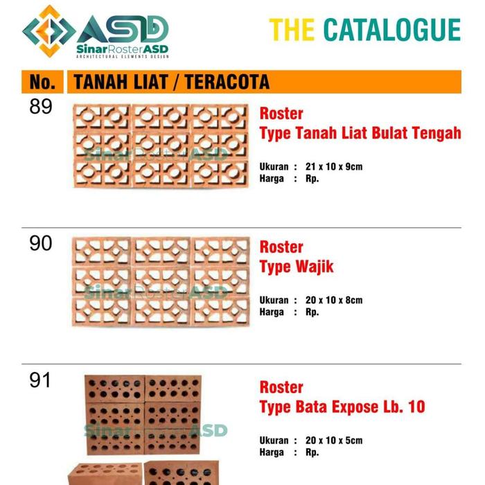Jual Roster Bata Tanah Liat Aneka Motif SINAR ROSTER ASD - Jakarta ...