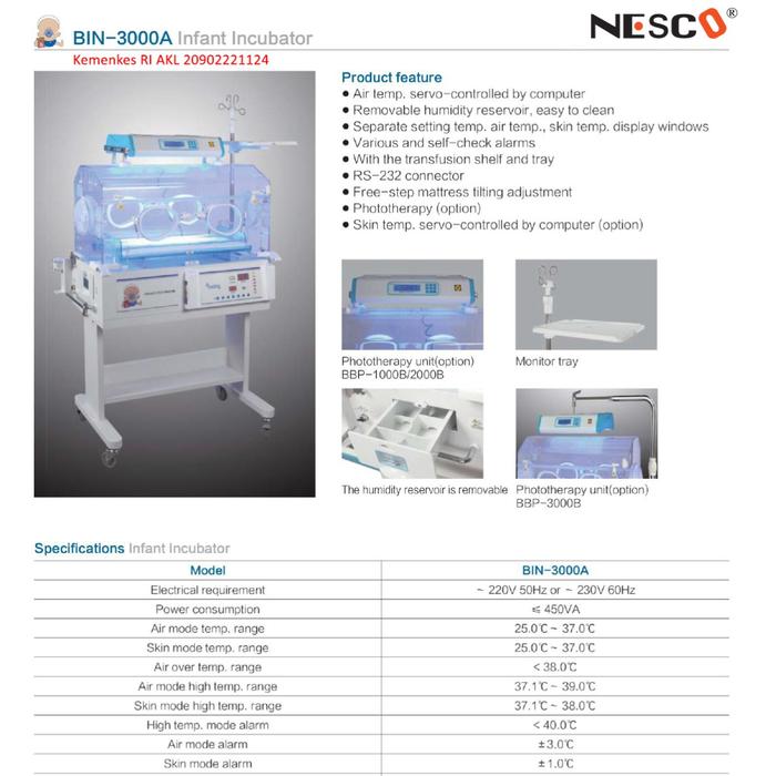 Jual INFANT INCUBATOR BIN 3000A / Incubator Baby / Inkubator Bayi Nesco ...