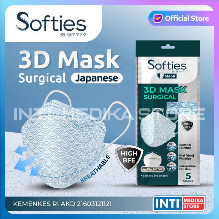 Promo SOFTIES - Masker 3D Surgical Mask 4 Ply JAPANESE | Model Earloop ...