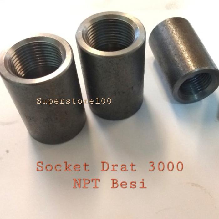 Jual 1/2" SOCKET DRAT BESI CLASS 3000 NPT SOCK COUPLING 1/2 INCH A105 ...