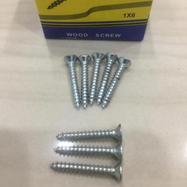 Jual sekerup kayu 2.5 cm skrup sekrup baut cacing Wood screw SJT 1 x 6 ...
