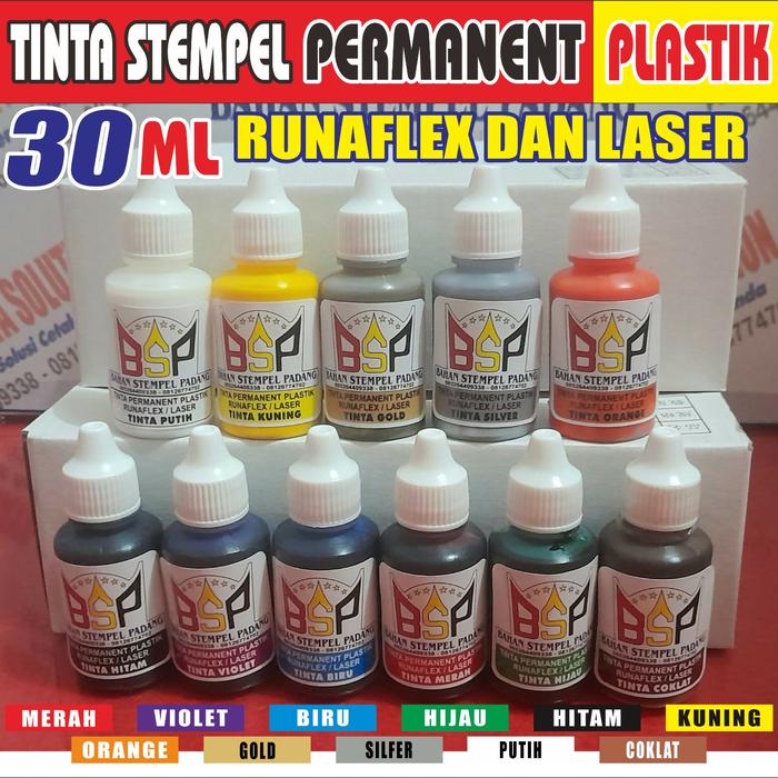 Jual TINTA STEMPEL PERMANENT PLASTIK RUNAFLEX DAN LASER 30 ML - Putih ...