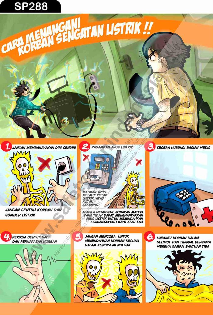 Jual SP288 Poster K3 Safety A1 - Cara Menangani Korban Sengatan Listrik - Kota Cimahi - Safety ...