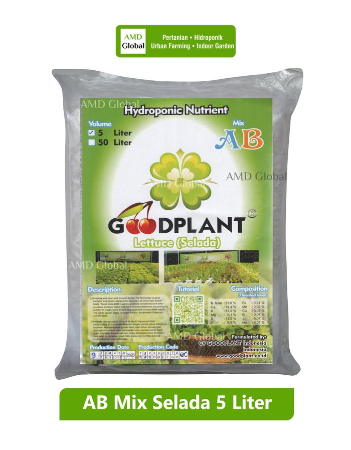 Jual AB Mix Selada Goodplant 5 Liter Nutrisi Hidroponik Khusus Selada ...