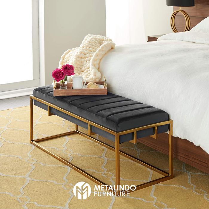Jual bench minimalis 2 seater rangka stainless gold, bench simple ...