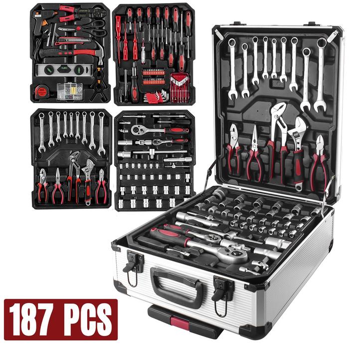 Promo ISKU Tool Set 187 Pcs Perkakas Tukang Lengkap Kunci Sok Set ...