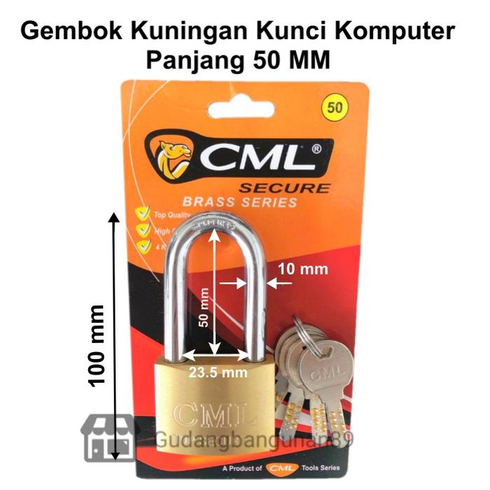 Jual Gembok Pintu Pagar Kuningan Panjang 40 50 60 MM Kunci Computer Key ...