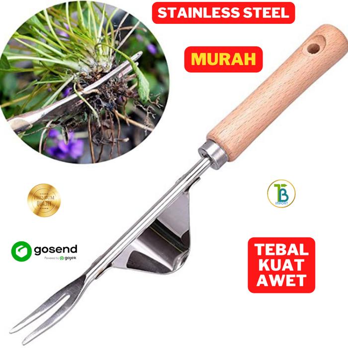 Jual Alat Pencabut Rumput Liar Akar Tanaman Garpu Manual Stainless ...