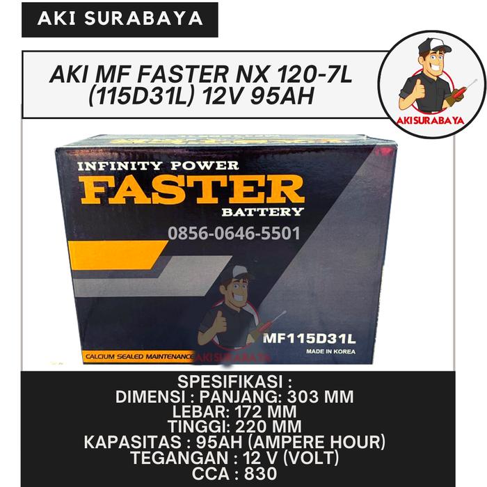 Jual Aki MF Faster NX 120-7L12v 95Ah 115D31L Aki PAJERO SPORT LAND CRUISER - Kota Surabaya - aki ...