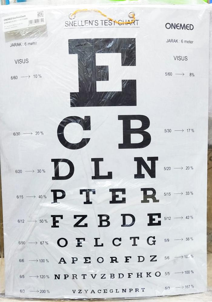 Jual Snellen Chart / Bagan Test Ketajaman Mata / Test Rabun Jauh ONEMED ...