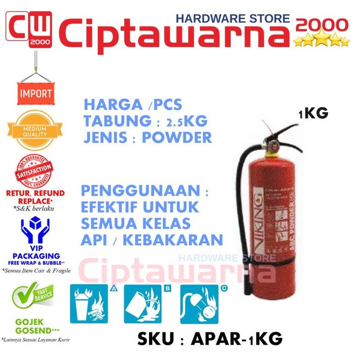 Jual APAR 1KG TABUNG PEMADAM API RINGAN KEBAKARAN BUBUK RACUN API FIRE ...