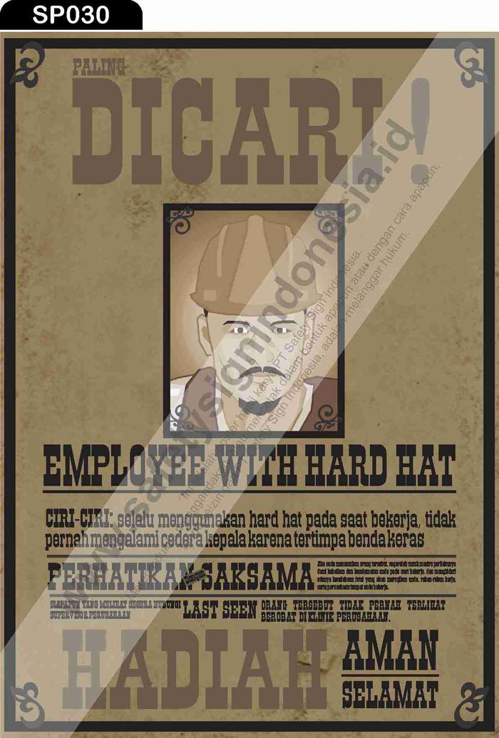 Jual SP030 Poster K3 Safety A1 Blok - Dicari! Employee With Hard Hat ...