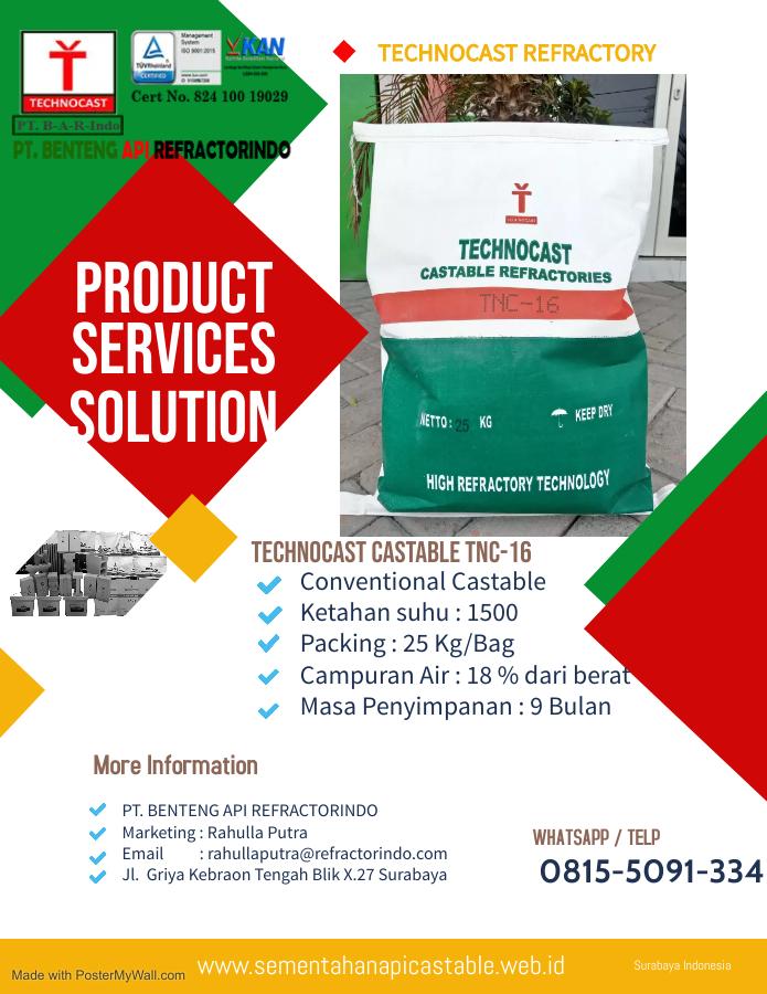 Jual semen cor tahan api (castable) C16 Atau Technocast castable C-16 ...
