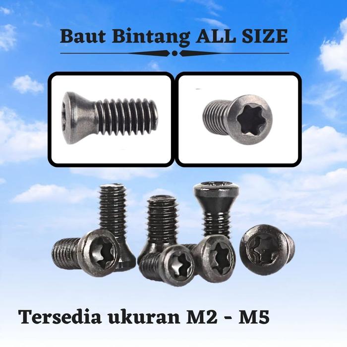 Promo Baut Holder bubut miling baut insert baut bintang M2 , M2.5 sampai M5 - M2.5x8 - Kab ...