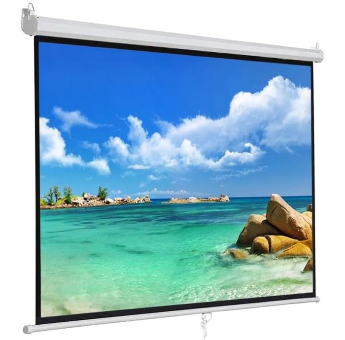 Jual Screen Projector Wall mount 70" Layar Proyektor Manual Gantung 70 ...
