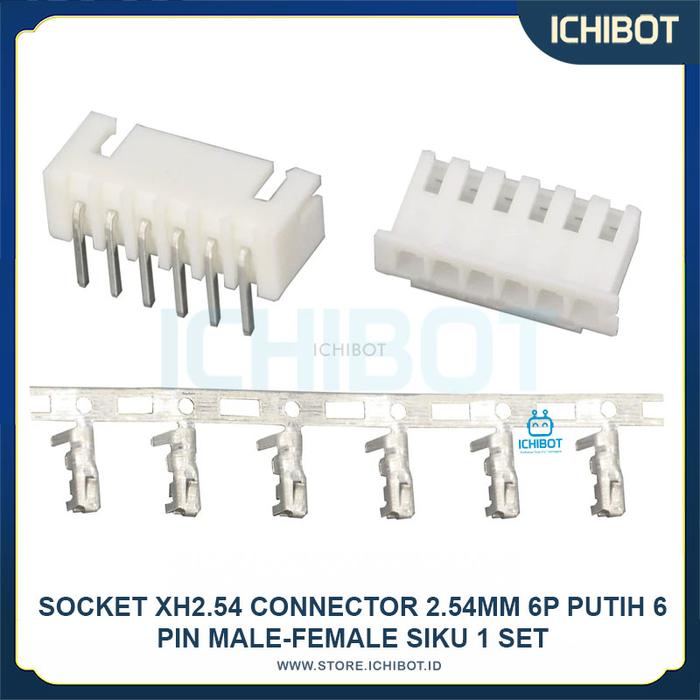 Jual Socket XH2.54 Connector 2.54mm 6P Putih 6 Pin Male Female Siku 1 Set - Kab. Sleman ...