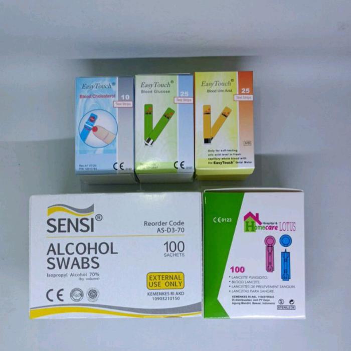 Jual Strip Easy Touch Paket + Alkohol Swab + Blood Lancet Stick Test ...