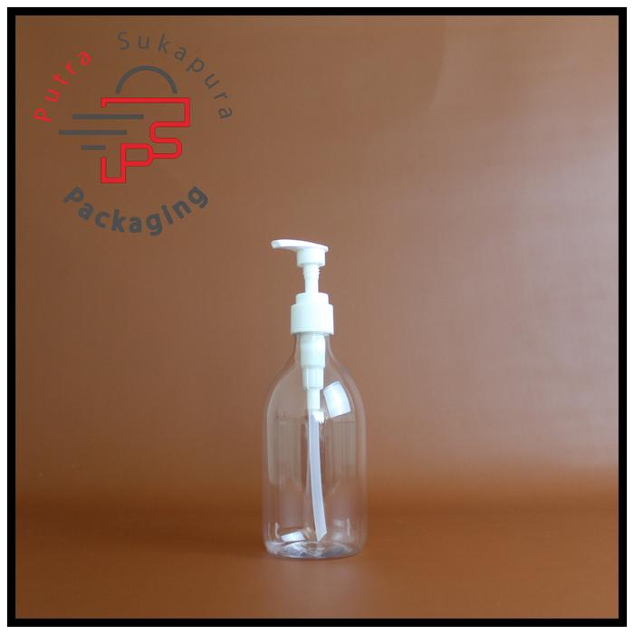 Jual botol pump 300ml oval natural/botol plastik 300ml/Pump lotion neck ...