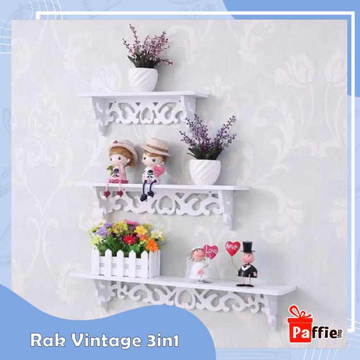 Jual Rak Dinding Vintage Set 3 in 1 Interior Minimalis Klasik Hiasan ...