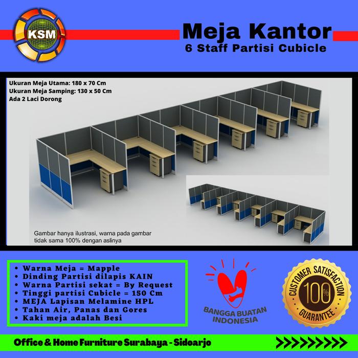 Jual Meja Kerja 6 Staff Kantor Admin Model L Partisi Cubicle ...