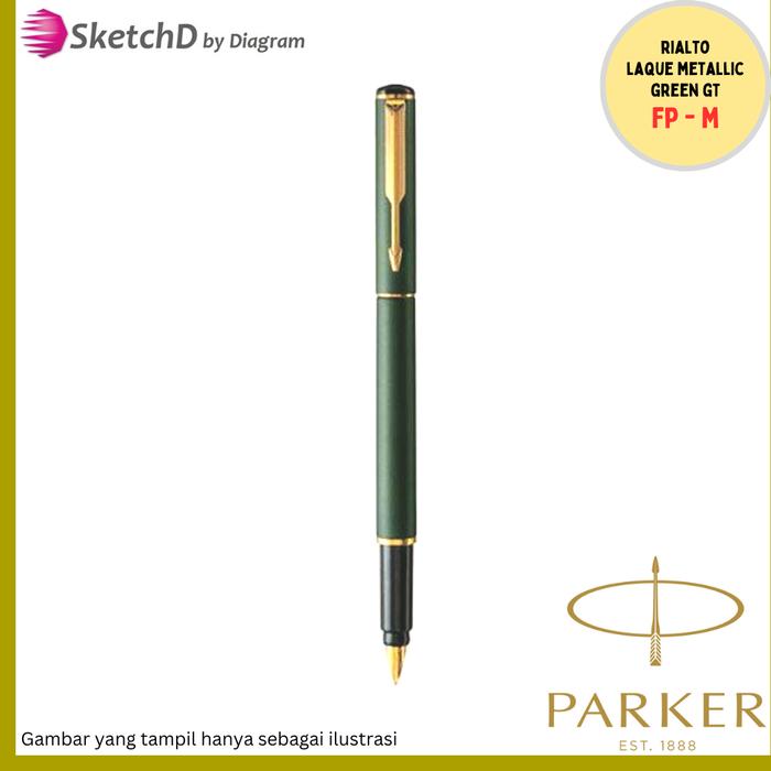 Promo Parker Rialto Laque Metallic Green Gold Trim GT FP - Fountain Pen - Kota Manado - SketchD ...