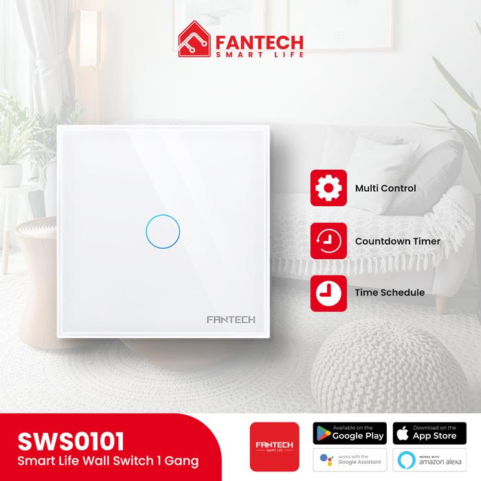 Promo FANTECH Saklar Smart Life Wall Switch 1 Tombol Touch Wi-Fi ...