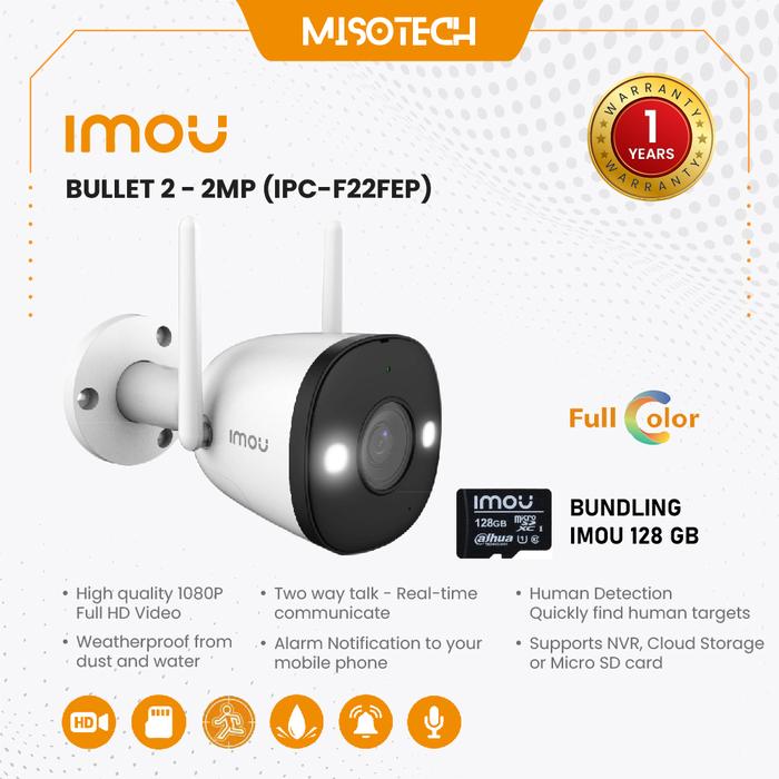 Jual WIRELESS CCTV IOT OUTDOOR 2MP IMOU BULLET 2 IPC-F22FEP TWO-WAY ...