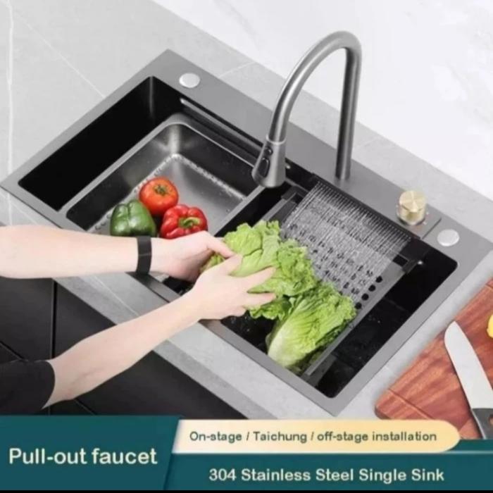 Promo Promo Modern Kitchen Sink Hitam Doff 7545 Stainless sus 304/Bak ...