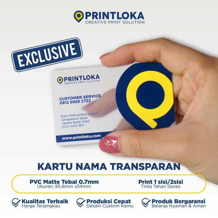 Jual Print Kartu Nama Transparan Eksklusif Exclusive PVC DOFF/MATTE ...