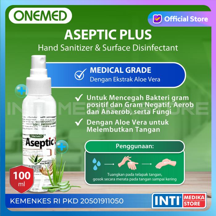Jual ONEMED - Aseptic Plus With Aloevera 100ml / Hand Sanitizer Spray ...