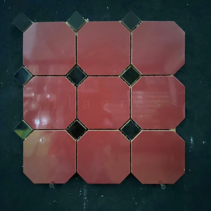 Jual Mosaik Octagon Ellagress Keramik Lantai Dinding Backsplash - Hitam ...