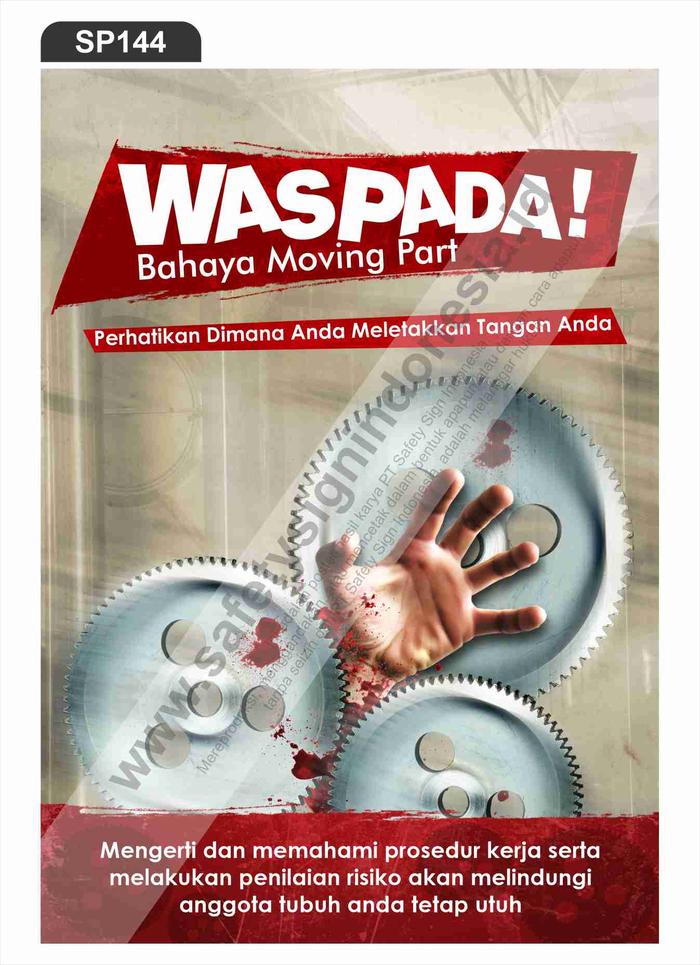 Jual SP144 Poster K3 Safety A2 Blok - Waspada, Bahaya Moving Part ...