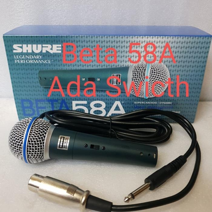 Jual Microphone Mik Shure Beta 58A / 58 A. kabel 4 meter dengan switch ...