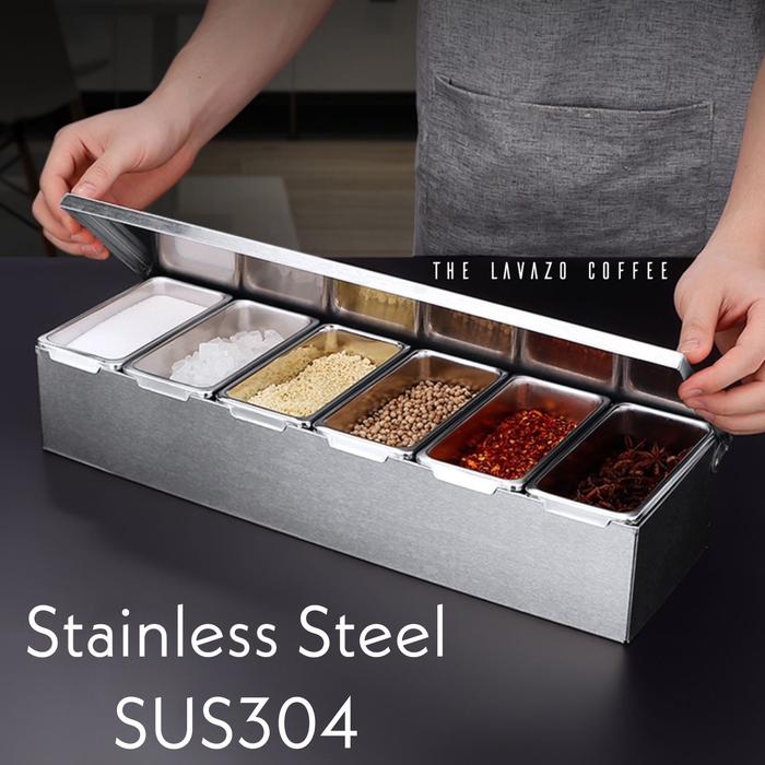 Jual STAINLESS STEEL CONDIMEND HOLDER BOX | Garnish Tray | Seasoning ...