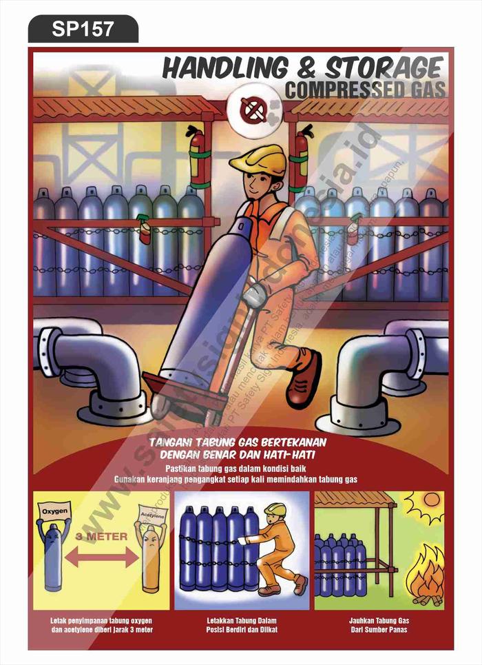 Jual SP157 Poster K3 Safety A1 Blok - Handling _ Storage Compressed Gas ...