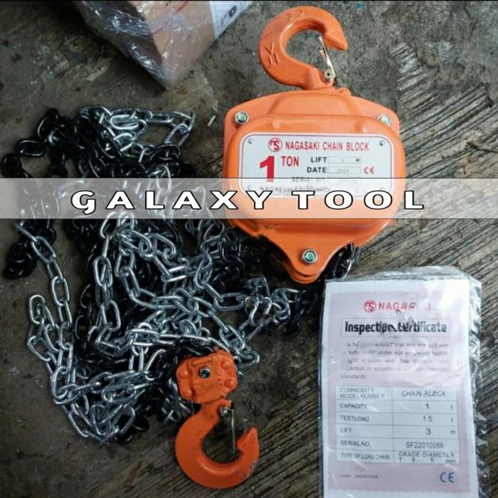 Jual Chain Block 1 Ton x 12 Meter Nagasaki chain hoist Takel manual ...