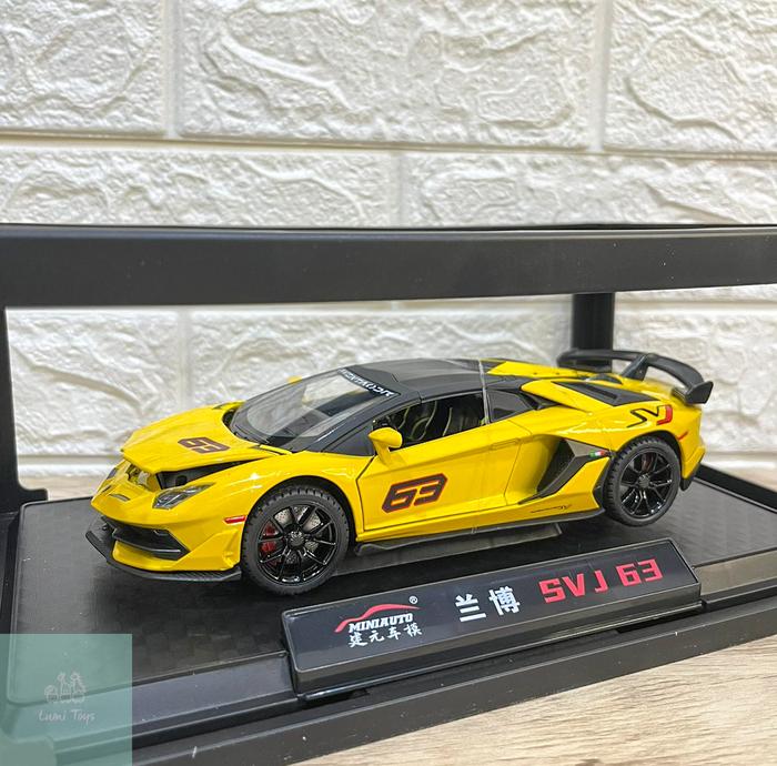 Jual Diecast Mobil Lambo Aventador Pullback Lampu Suara 1:24 1102 ...